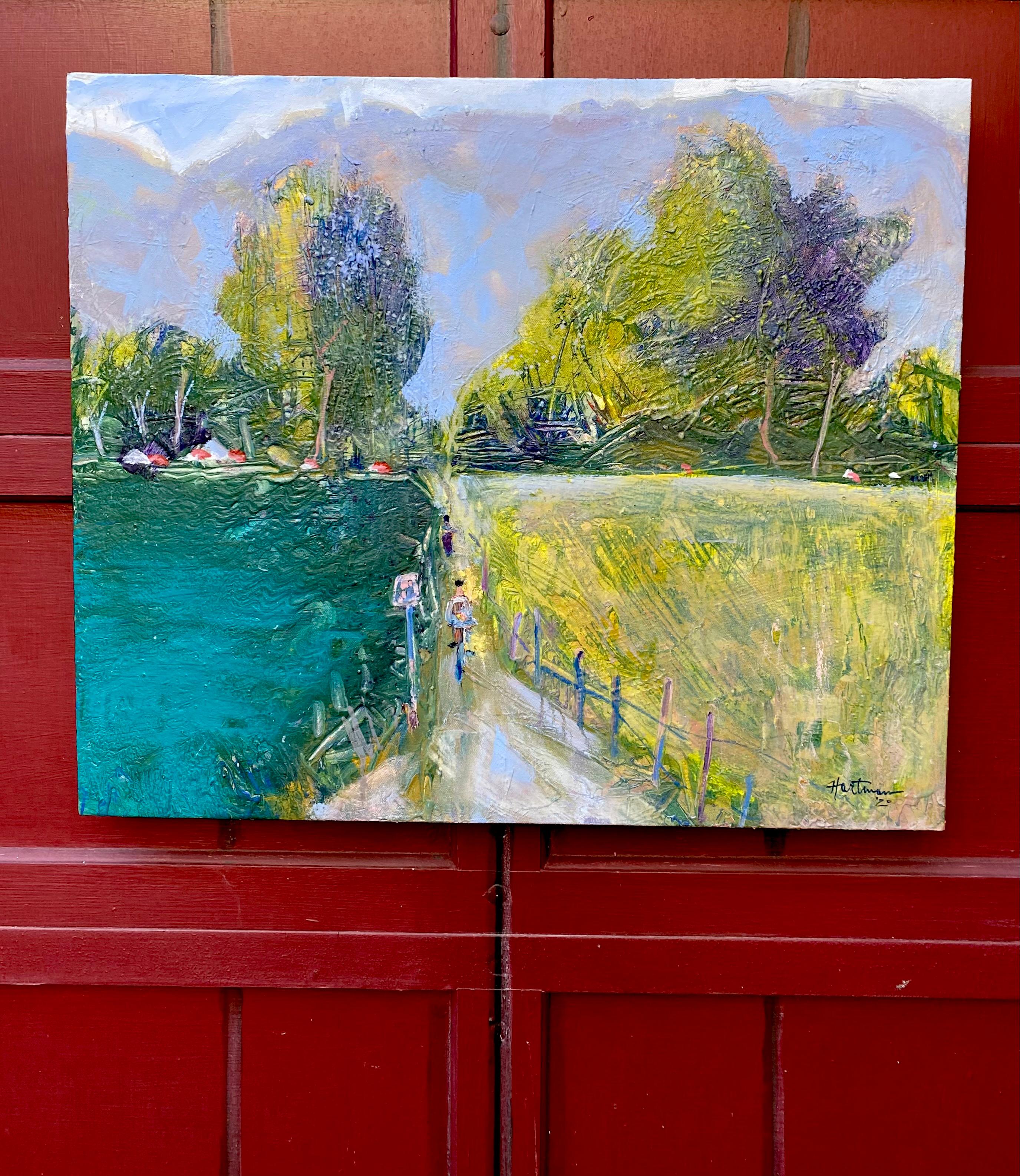 James Hartman - Biking at the Marina, Oil Painting For Sale at 1stDibs ...