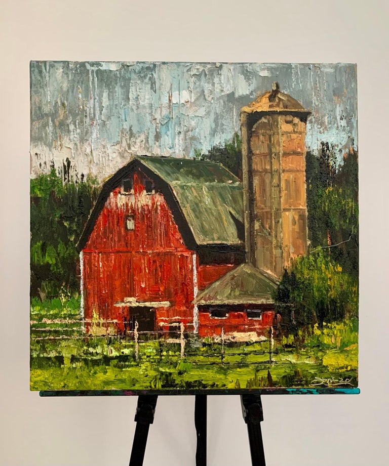 Eric Alfaro - Red Barn 04, Oil Painting For Sale at 1stDibs