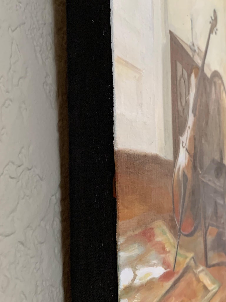 Debbie Daniels - Interior with a Cello, Oil Painting For Sale at 1stDibs