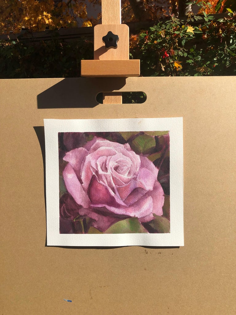 Hilary Gomes - Pink Rose at Dawn, Original Painting For Sale at 1stDibs