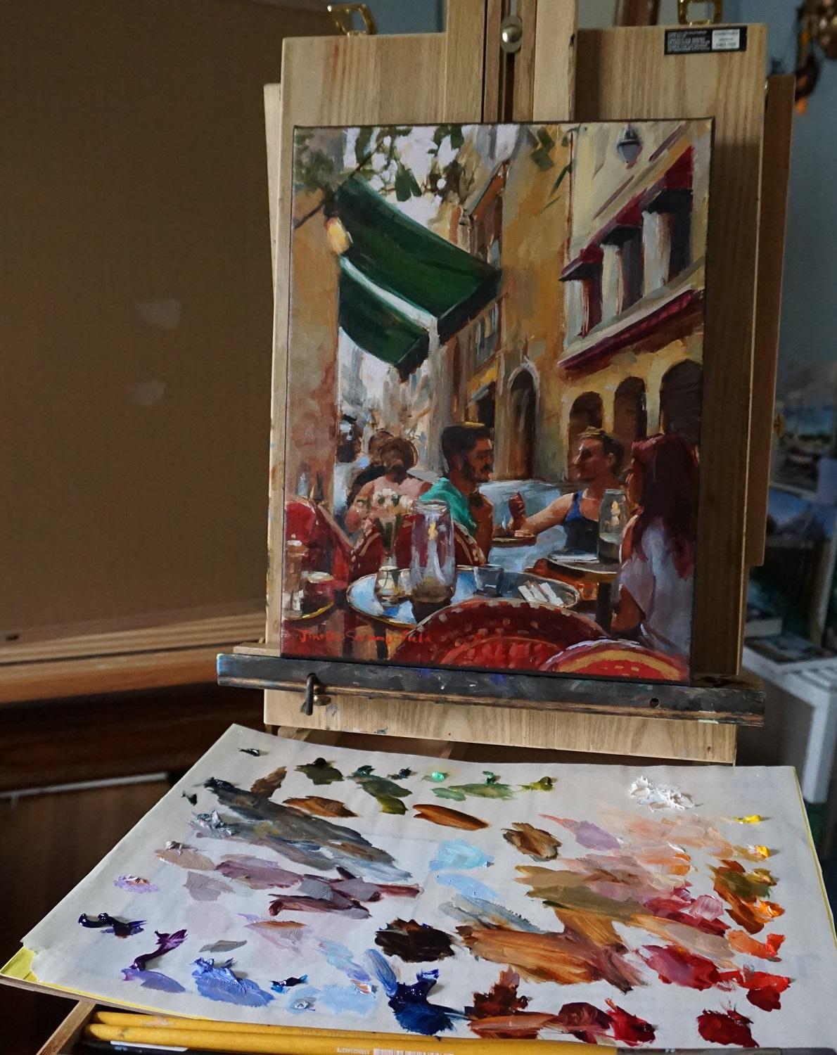 Jonelle Summerfield - Busy Cafe in Aix, Oil Painting For Sale at ...