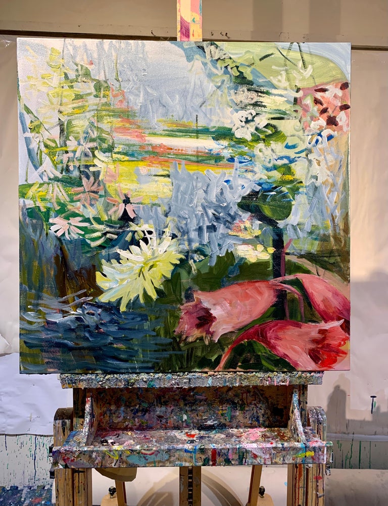Julia Hacker - Morning with Flowers, Original Painting For Sale at 1stDibs