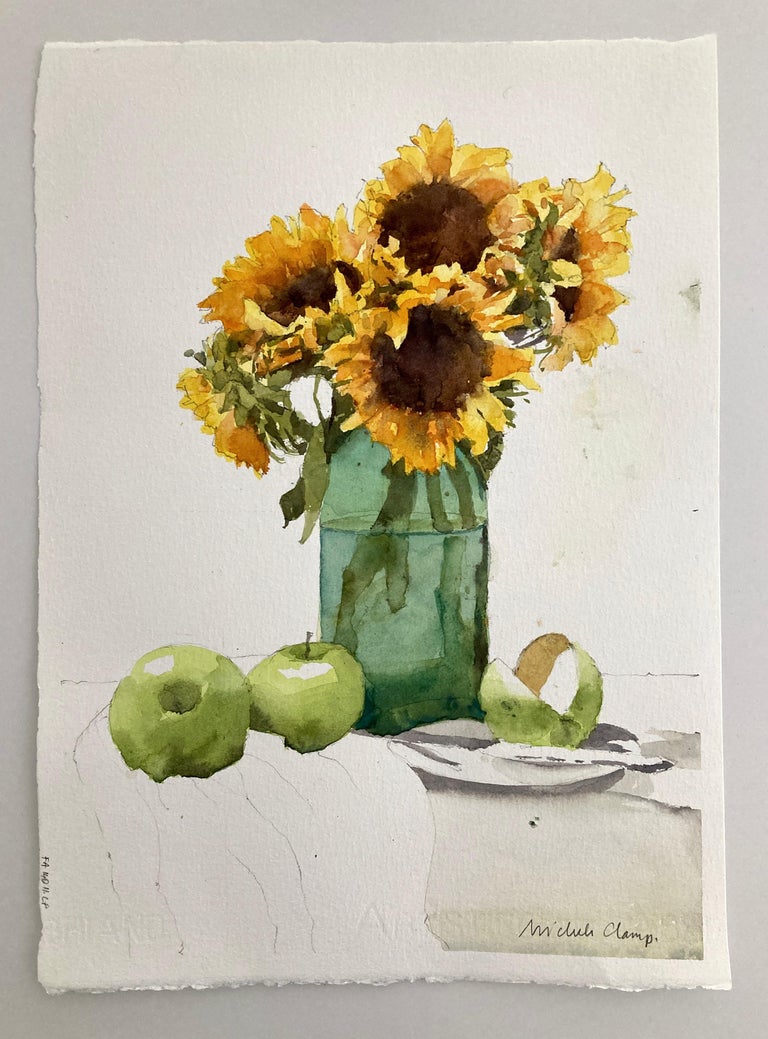 Michele Clamp - Sunflower Still Life, Original Painting For Sale at 1stDibs