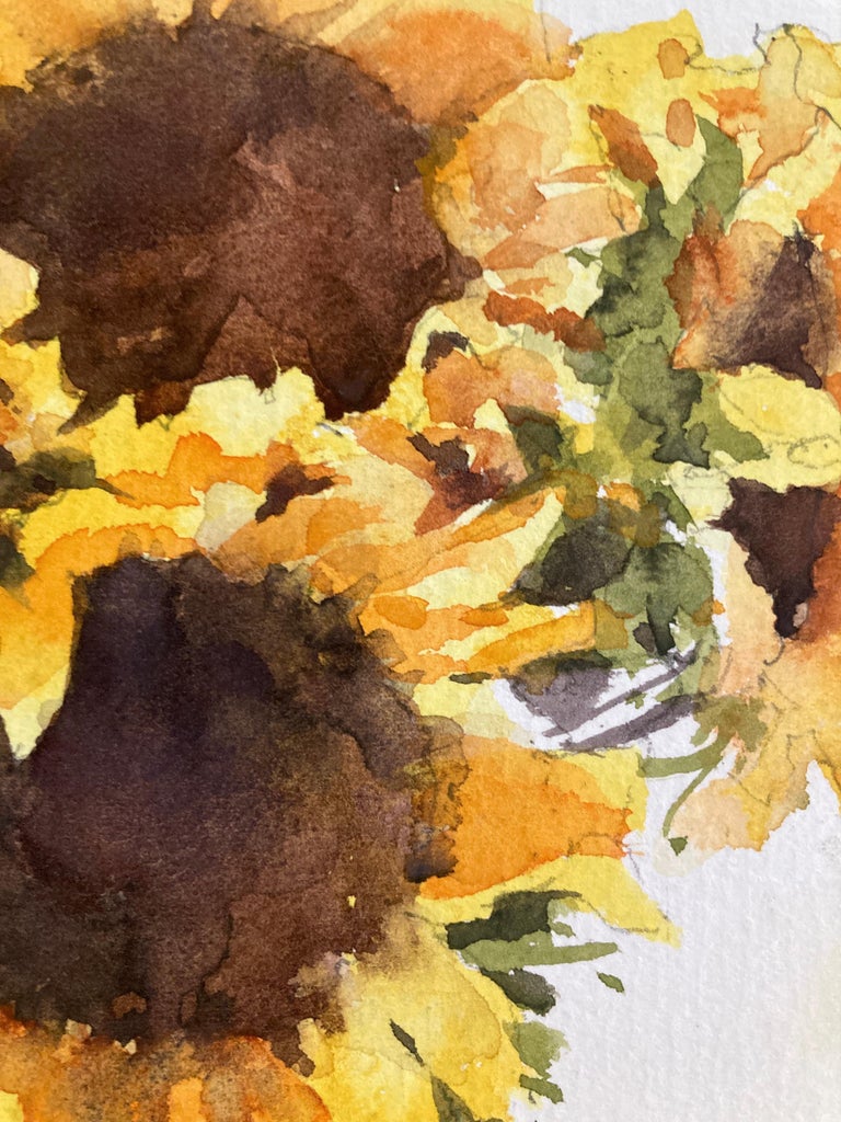 Michele Clamp - Sunflower Still Life, Original Painting For Sale at 1stDibs