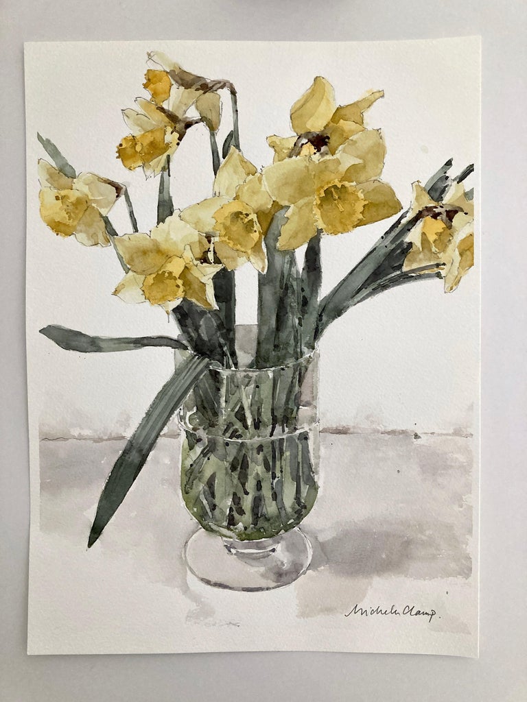 Michele Clamp - First Daffodils, Original Painting For Sale at 1stDibs