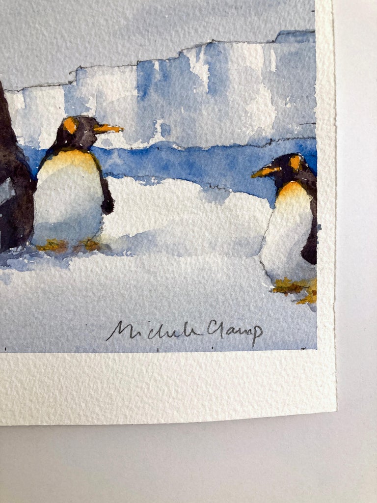 Michele Clamp - Panoramic Penguins, Original Painting For Sale at 1stDibs