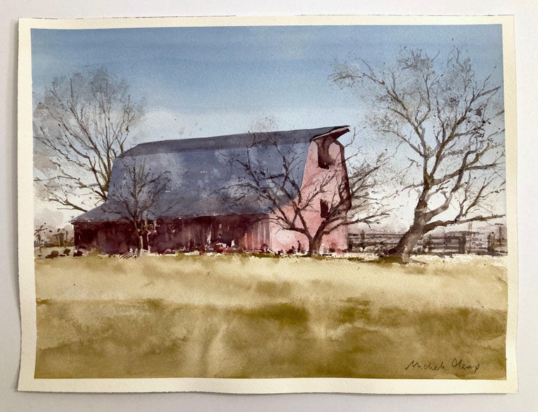 Michele Clamp - Winter Barn, Original Painting For Sale at 1stDibs