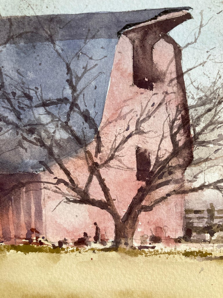 Michele Clamp - Winter Barn, Original Painting For Sale at 1stDibs