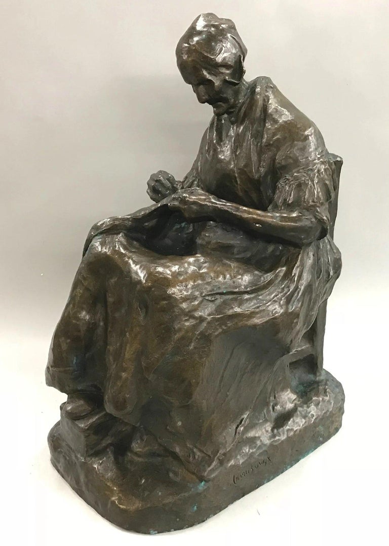 Charles Van Wijk - Old Woman Stitching at 1stDibs