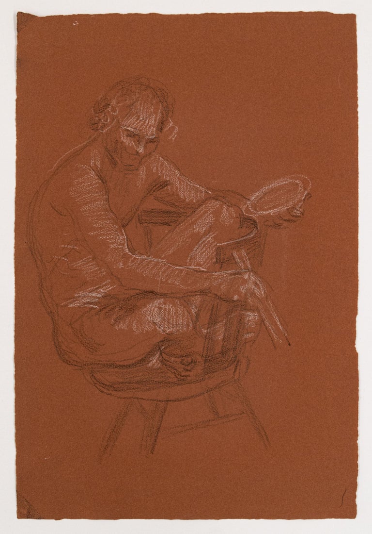 Paul Cadmus - Painter Crouching on a Chair For Sale at 1stDibs