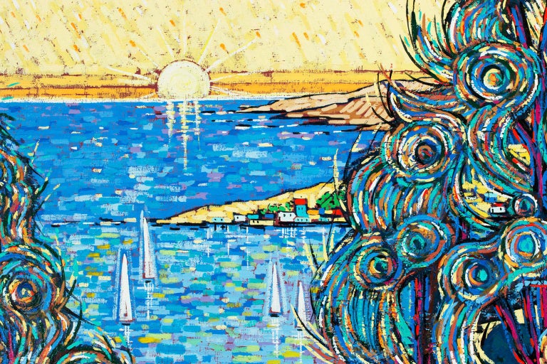 Jean Nerfin - Large 4-Foot Framed Abstract Post-Impressionist Oil ...