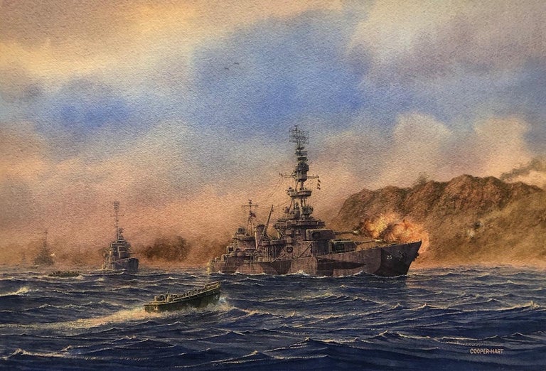 Cooper Hart - USS Salt Lake City at Iwo Jima For Sale at 1stDibs