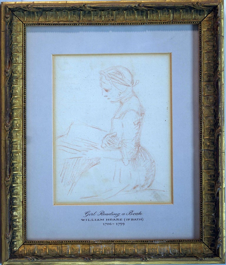William Hoare - Study of a girl sitting and reading a book For Sale at ...
