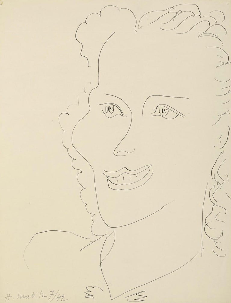Henri Matisse - Henri Matisse Drawing 'Femme souriante' 1942 For Sale ...