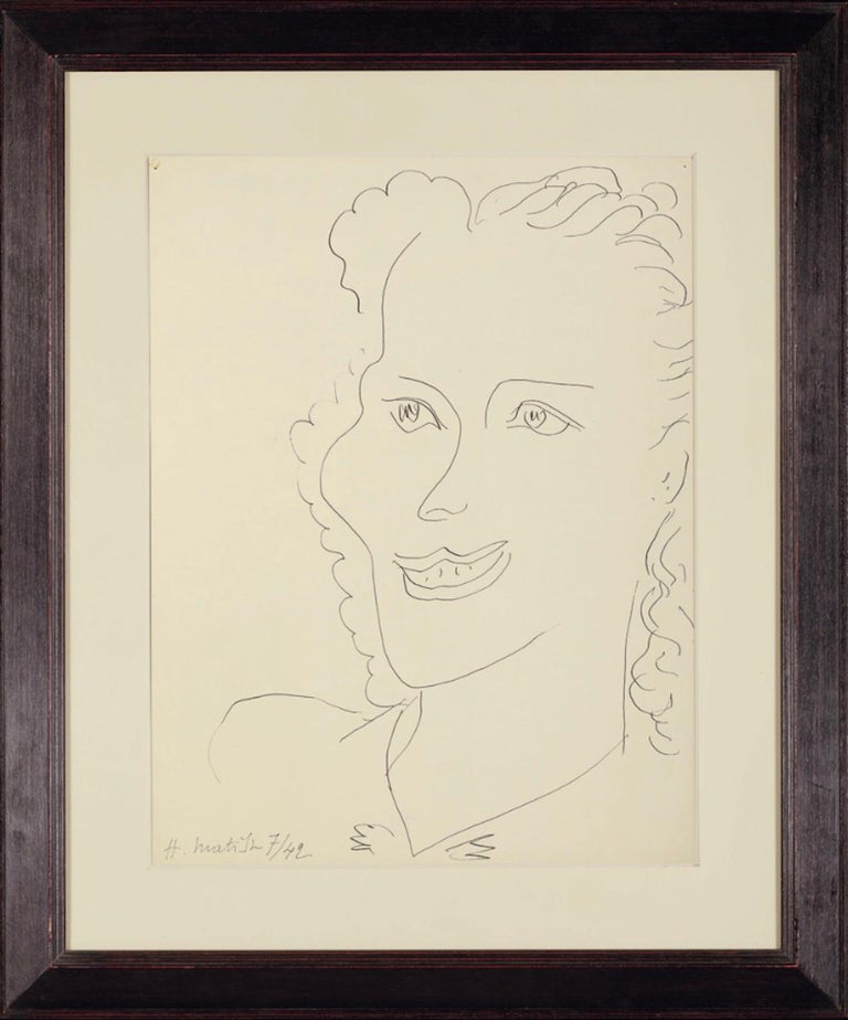 Henri Matisse - Drawing « Femme souriante » d'Henri Matisse 1942 En ...