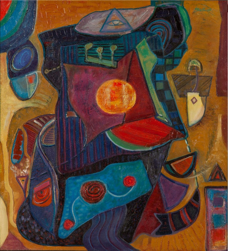 Dimitar Mitov - Komshin - Nocturne - Abstract Oil Painting Blue Green ...