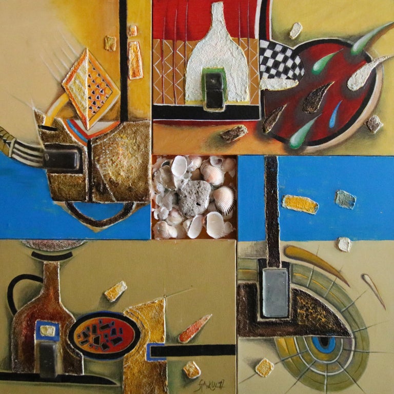 Anatoliy Stankulov - Artifact II - Figurative acrylic Painting Yellow ...