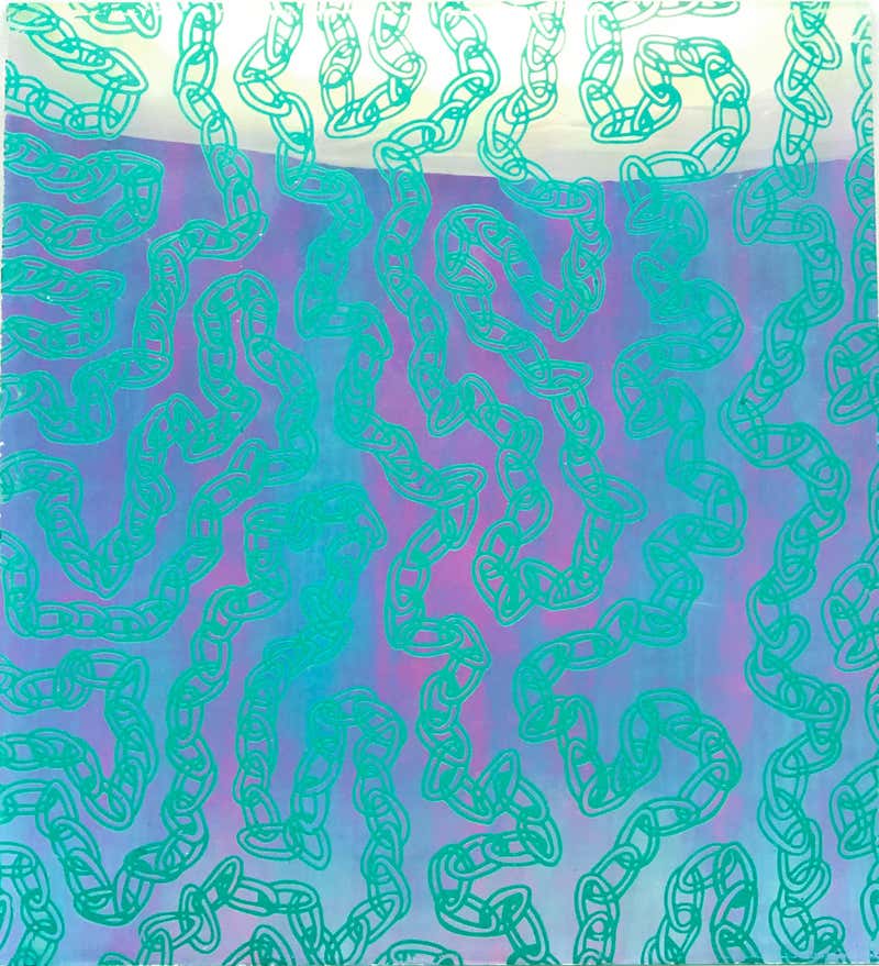Sante Monachesi Green Hourglass 20th Century Sante Monachesi Serigraph Contemporary