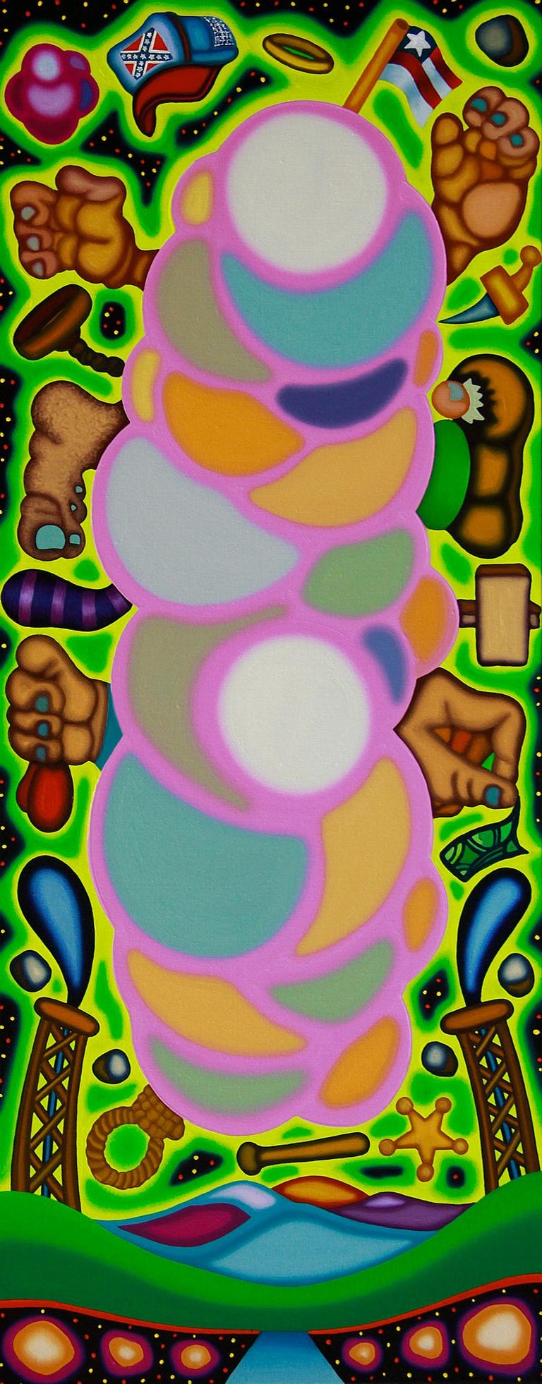 Jason Stout - THE SWELL - Bold, Surrealist, Cubist, Green, Pink Cloud ...