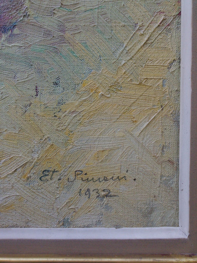 Ettore Simoni - Pointillist Floral Sill Life Flower painting by Italian ...