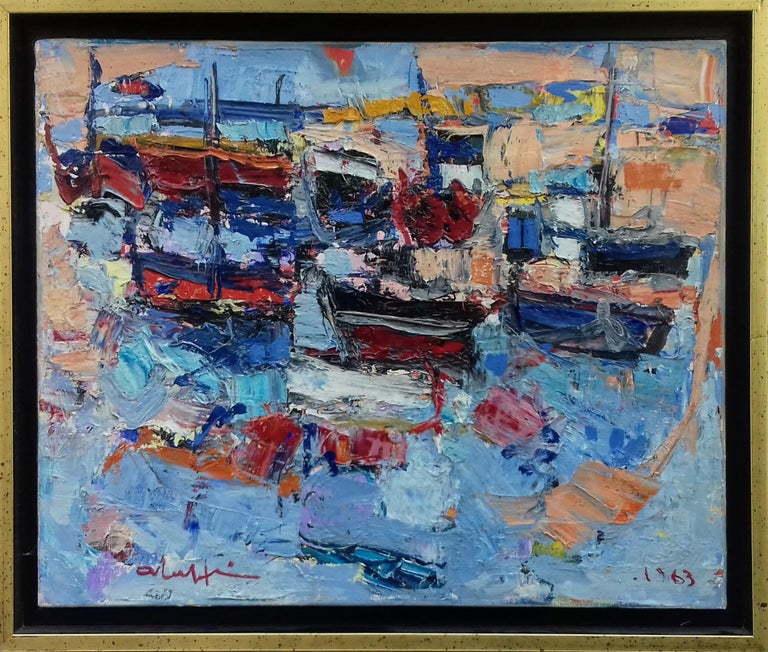 André Raffin - Colourful Boats Abstract Impressionist French Modernist ...