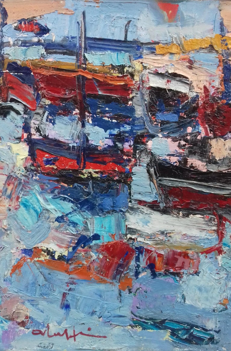 André Raffin - Colourful Boats Abstract Impressionist French Modernist ...