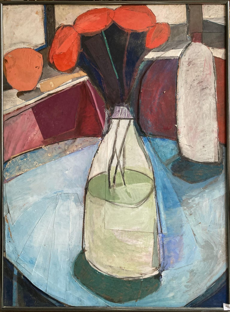 Susan Schamp - Still Life with Flowers (Oil/Collage, Large) at 1stDibs
