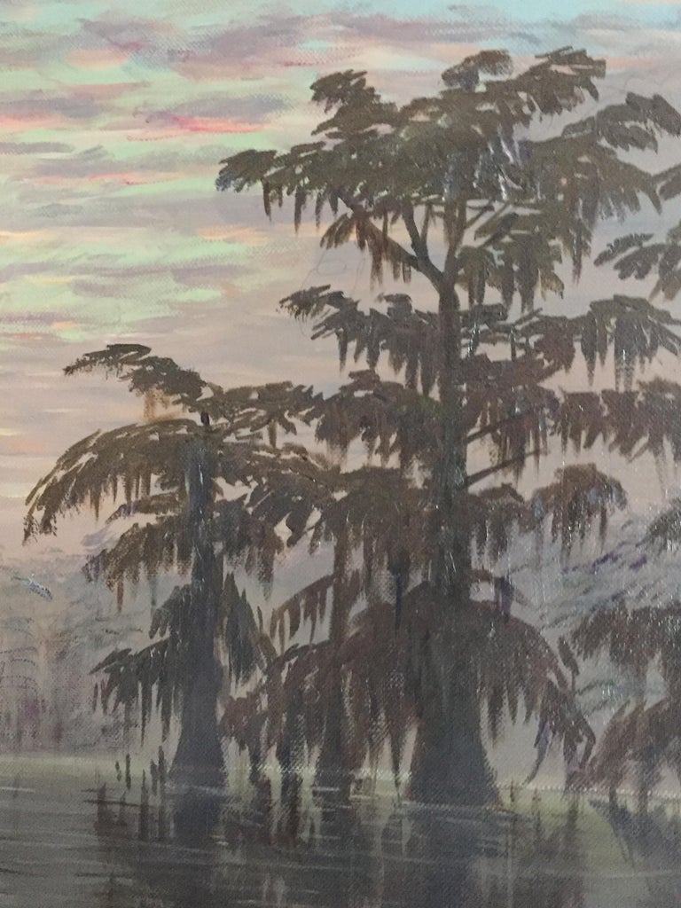 Murrell Butler - Murrell Butler "Bayou Sunset" - Large Framed Louisiana ...