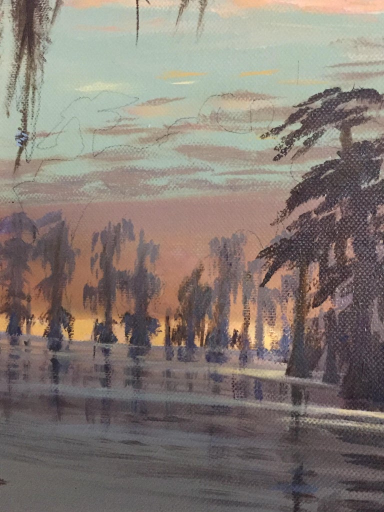 Murrell Butler - Murrell Butler "Bayou Sunset" - Large Framed Louisiana ...