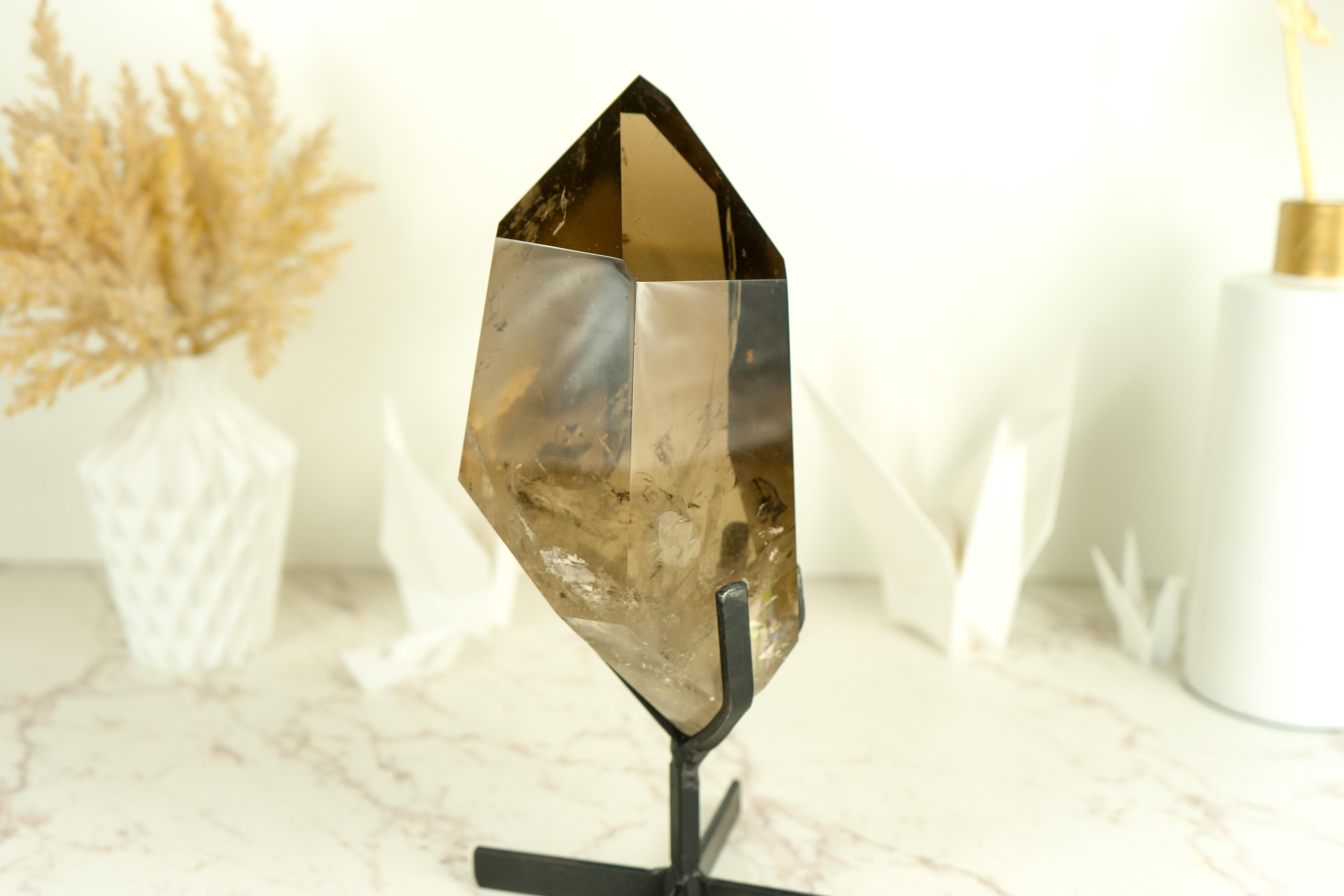 AAA Grade Large Smoky Quartz Obelisk Generator with Light Citrinated ...