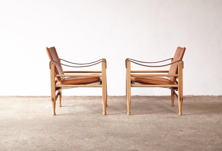 Aage Bruun and Son Safari Chairs in Patinated Tan Leather, Denmark ...