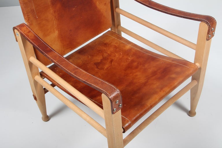 Aage Bruun and Son Safari Chair in Patinated Saddle Leather, 1960s at ...