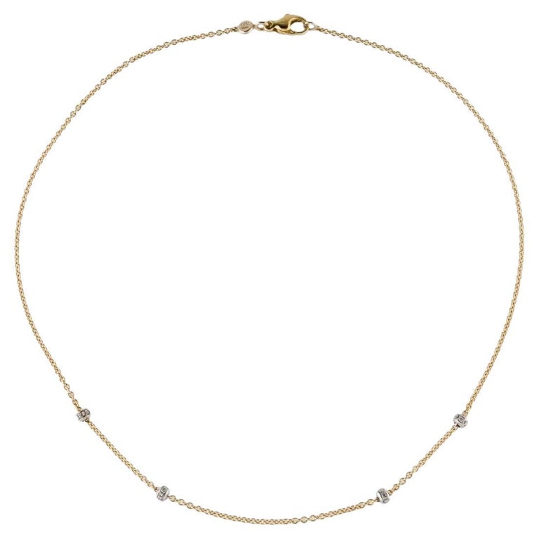 Aaron Basha 18 Karat Diamond Link Chain 16" Yellow Gold .15 carat For ...