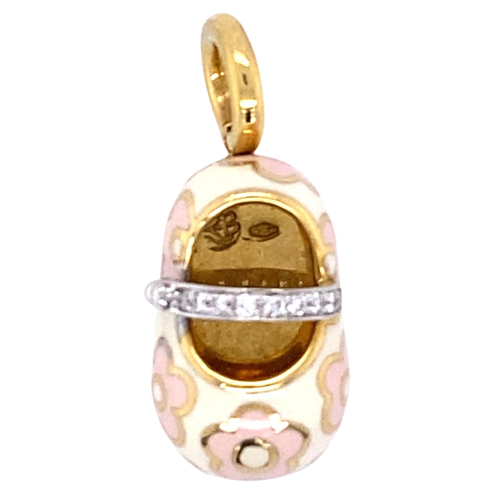 Aaron Basha Diamond Platinum Baby Shoe Charm For Sale at 1stDibs