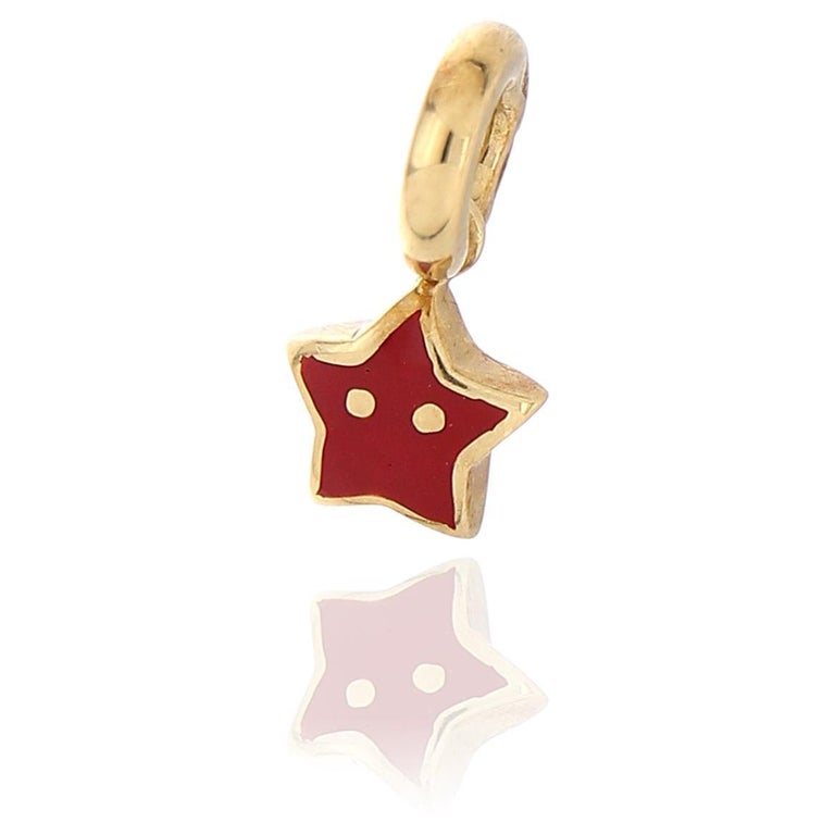 Aaron Basha 18kt Yellow Gold Red Star Pendant For Sale at 1stDibs