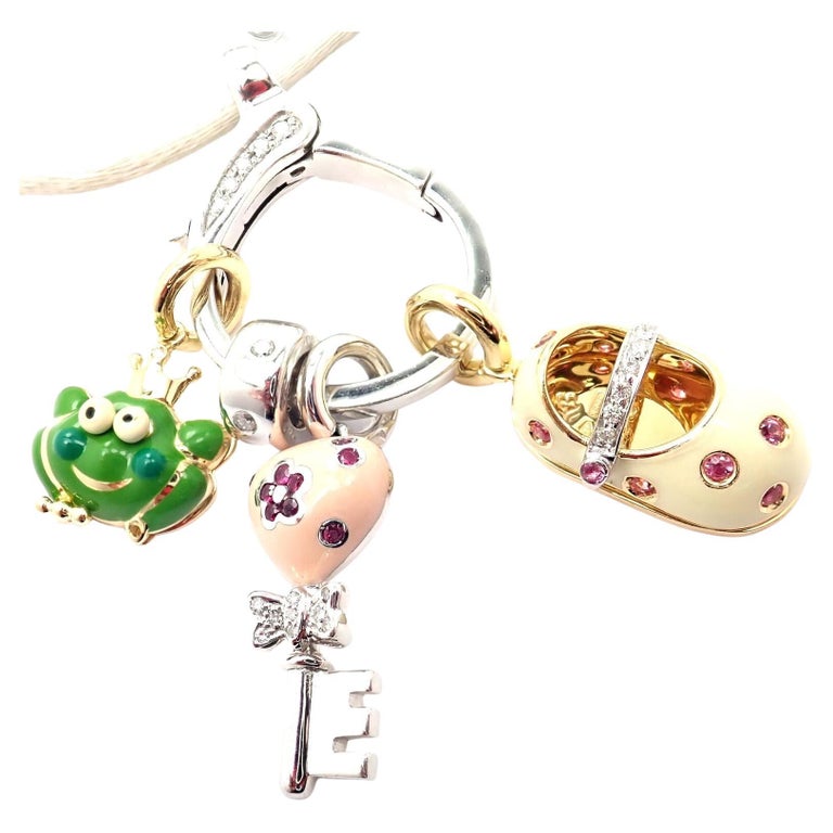 Aaron Basha Diamond Oval Enhancer 3 Charms Spacer White Gold Necklace ...