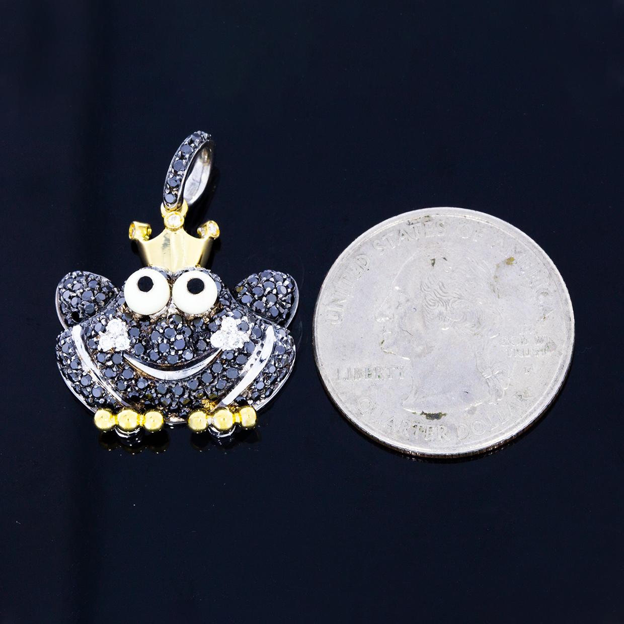 Aaron Basha Limited Edition Frog Prince Black and White Diamond Charm ...