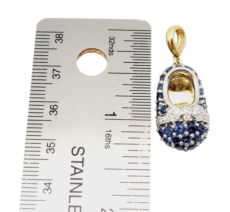 Aaron Basha Sapphire and Diamond Baby Shoe Pendant / Charm in 18 Karat ...