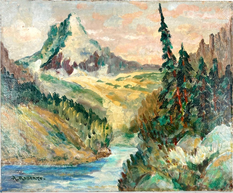 Aaron Roberts - Sierra Peak California Mountain and Stream 1930s For ...