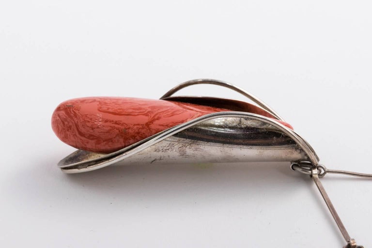 Aaron Rubenstein Signed Spiney Oyster Pendant in Sterling Silver at 1stDibs