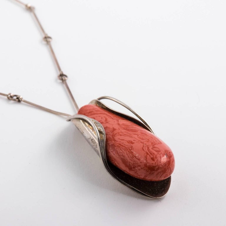 Aaron Rubenstein Signed Spiney Oyster Pendant in Sterling Silver at 1stDibs