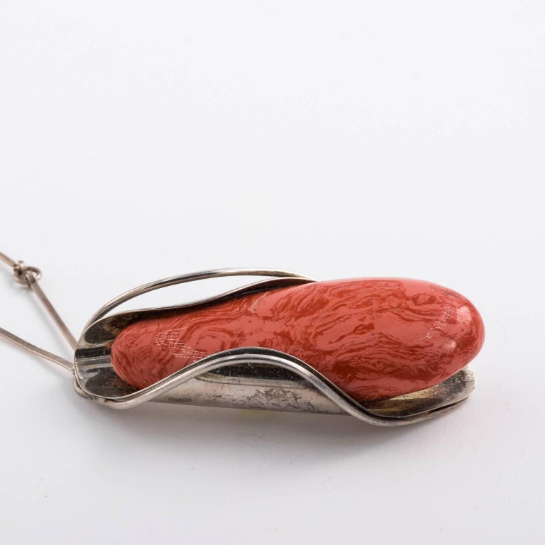 Aaron Rubenstein Signed Spiney Oyster Pendant in Sterling Silver at 1stDibs
