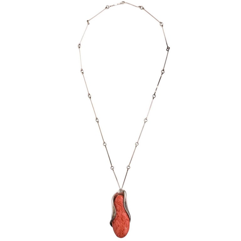 Aaron Rubenstein Signed Spiney Oyster Pendant in Sterling Silver at 1stDibs