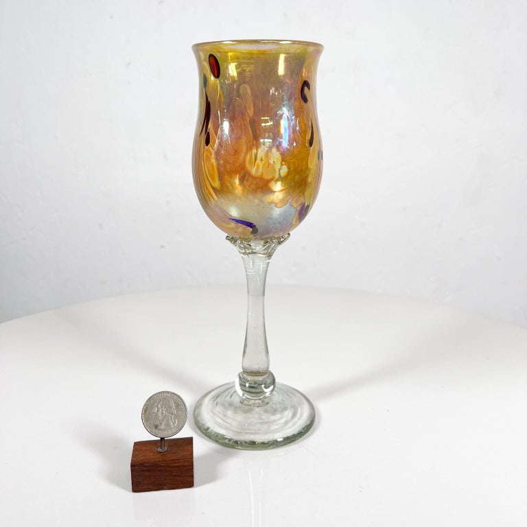 Aaron Slater Studio Design Art Glass Sculptural Stem Wine Goblet For ...