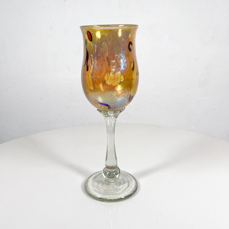 Aaron Slater Studio Design Art Glass Sculptural Stem Wine Goblet For ...