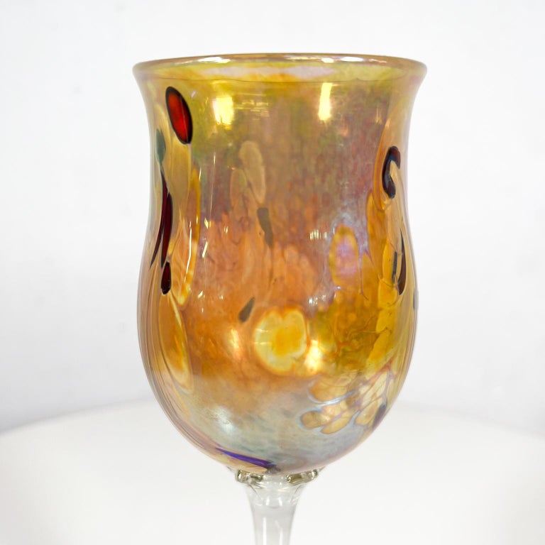 Aaron Slater Studio Design Art Glass Sculptural Stem Wine Goblet For ...