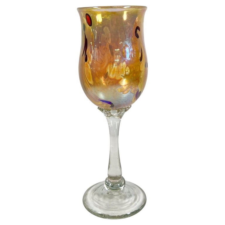 Aaron Slater Studio Design Art Glass Sculptural Stem Wine Goblet For ...