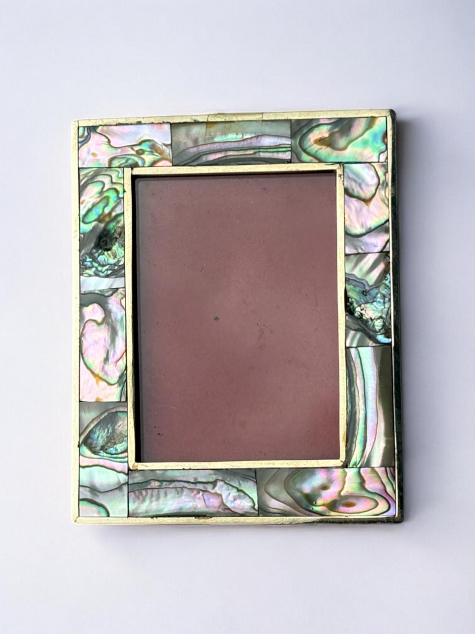 Abalone shell and Alpaca Picture frame, Mexico, 1970 For Sale at 1stDibs