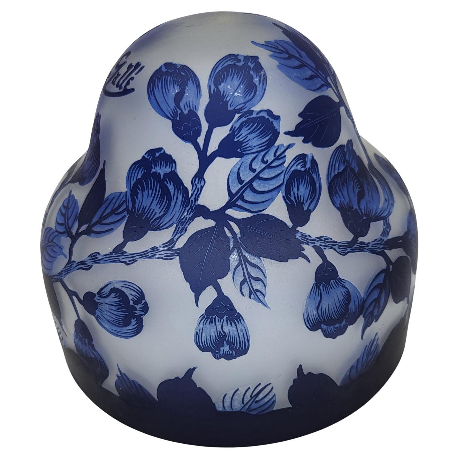 French Art Nouveau Lamp by Emile Galle Cameo Cut Glass in Red Sunset ...