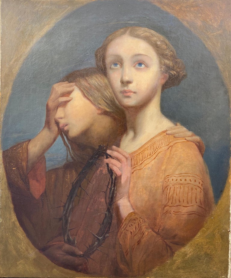 Two young girls, the crown of thorns: mystic symbolist religious ...